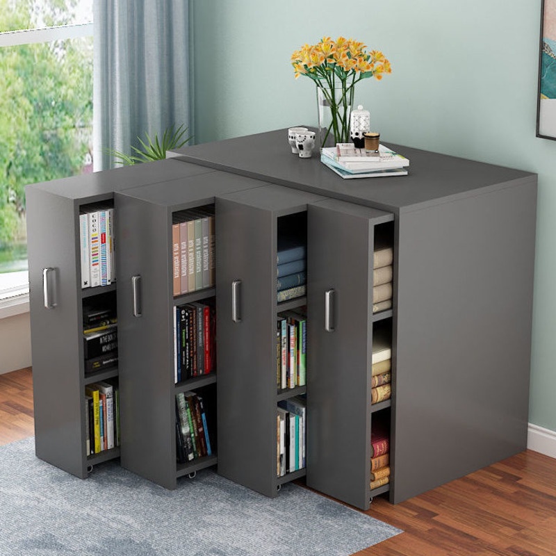 WEILIANG Bookcase Push-pull Dust-proof Multi-functional Wall Leaning ...