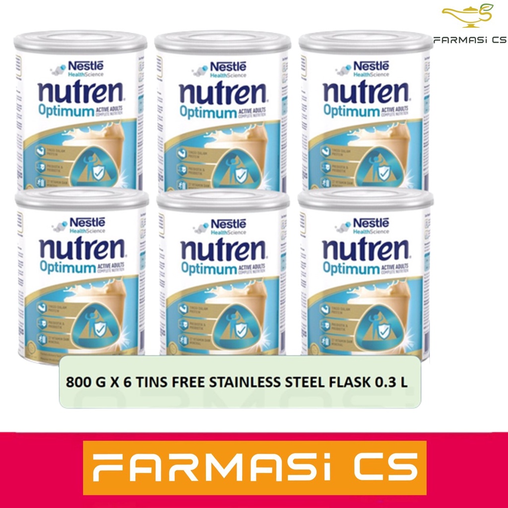 Nestle Nutren Optimum Active Adults Complete Nutrition 800g x 6 Tins EXP:02/2027 FREE Foldable ...