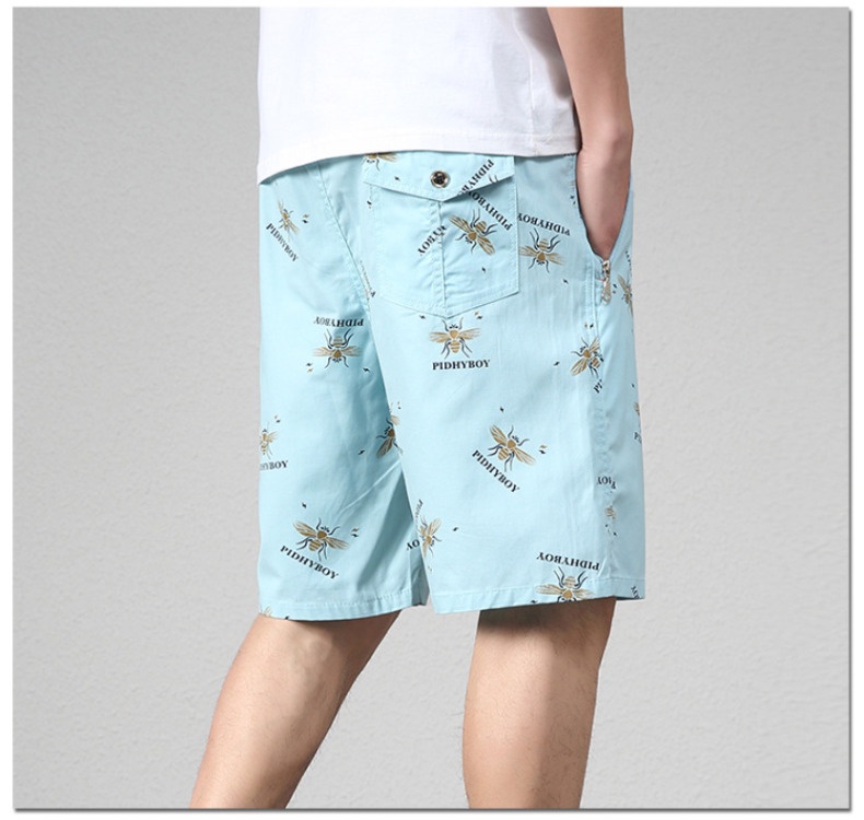 [Ready Stock] Bermudas Men Bee Printed Cotton Short Pants Men Elastic ...
