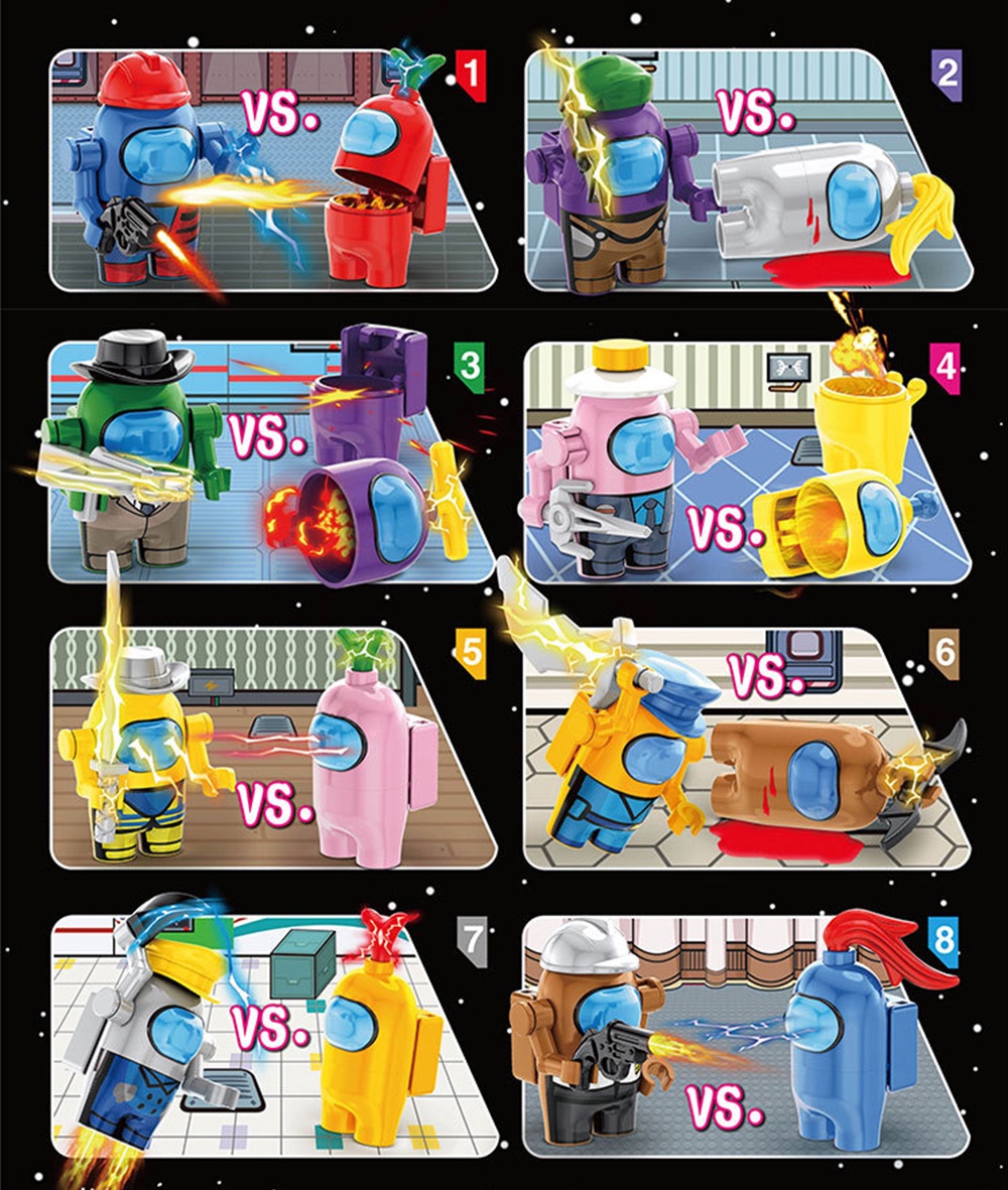 16pcs/set Among Us Cartoon Character Minifigures Building Blocks Toys ...