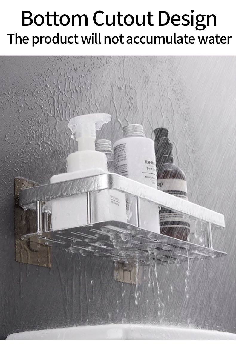 YUN JIE YA Punch-free Aluminum Black Gold Bathroom Shelf Shelves Wall ...