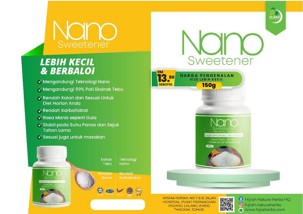 Hijrah Nature Herbs Nano Sweetener Herbal Diabetic Friendly Sugar 150g ...