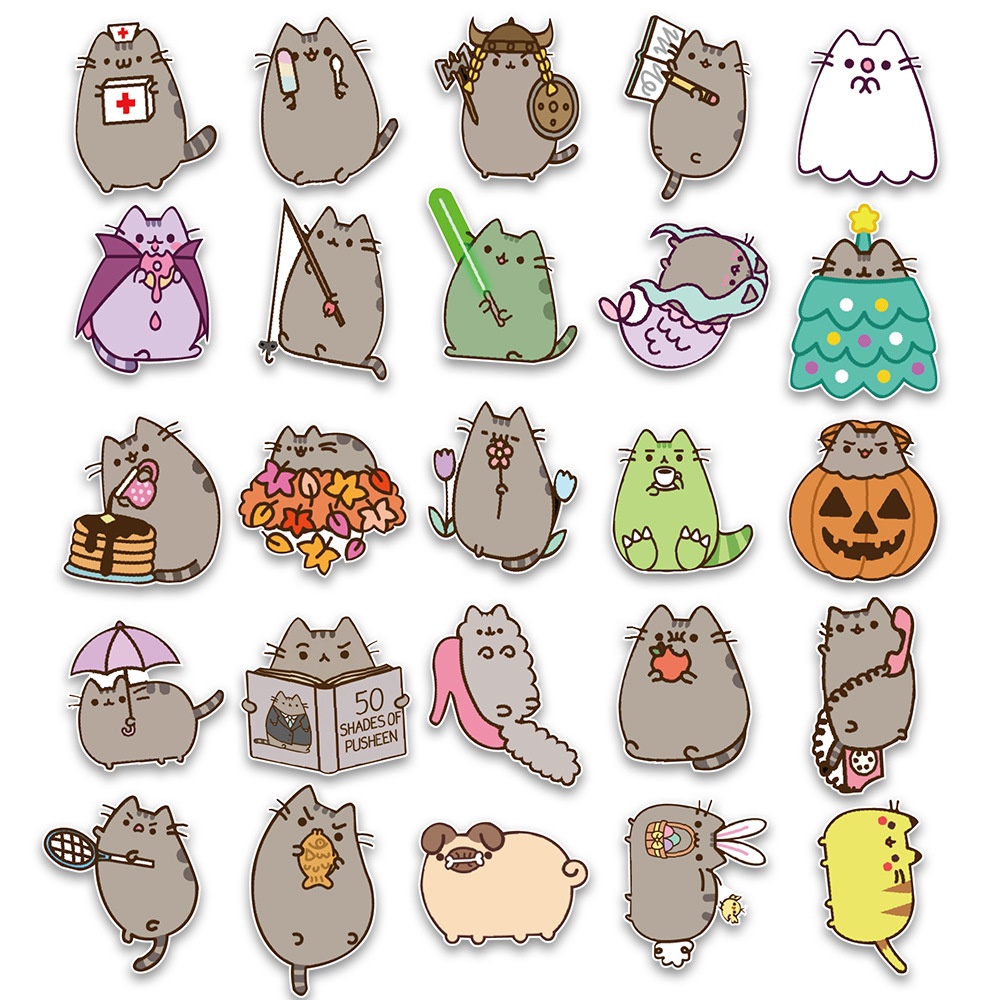 MUYA 50pcs Pusheen Stickers for Kids Cute Cat Stickers for Journal ...