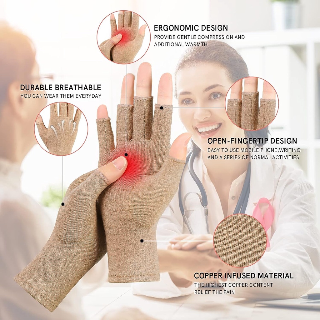 Copper Infused Compression Gloves for Arthritis Relief Carpal Tunnel ...