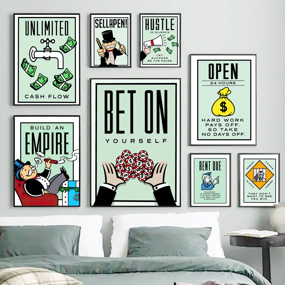 Monopoly Millionaire Dollar Money Poster Cartoon Figure Motivational ...