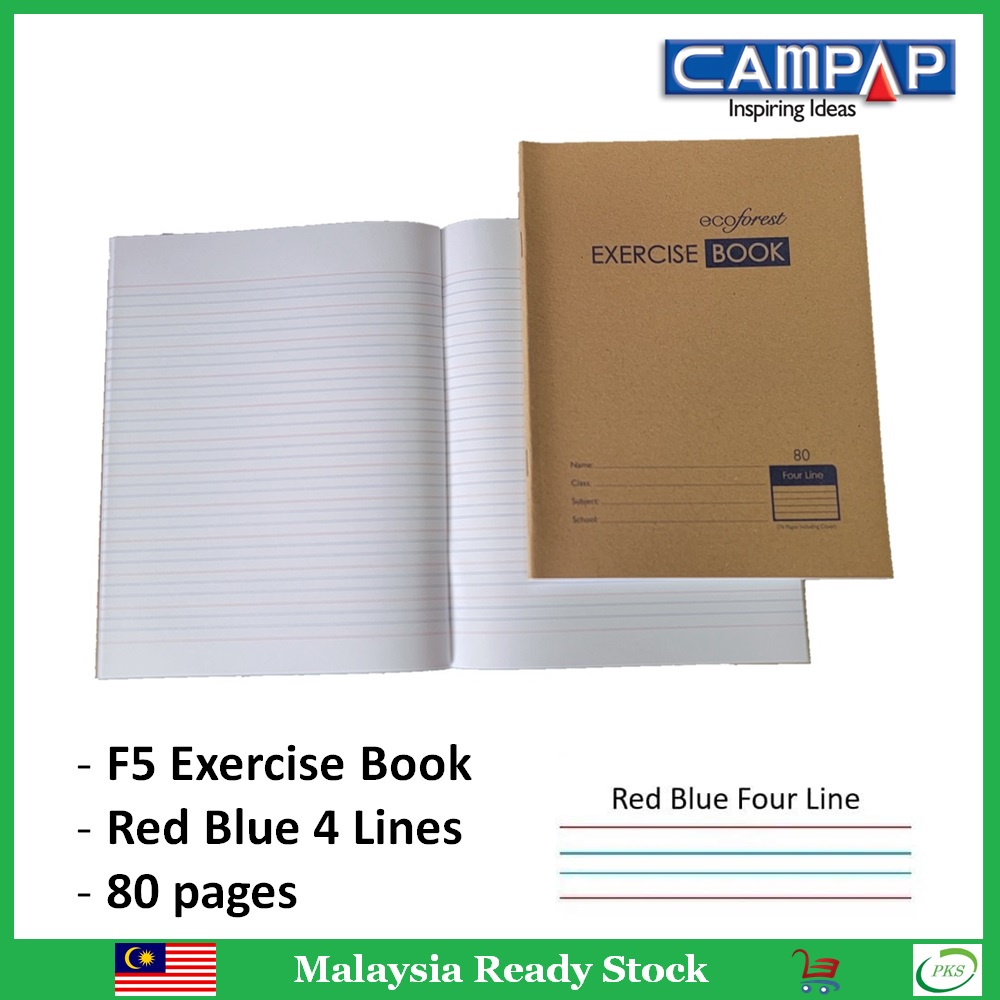 Red Blue 4 Line Buku Latihan Sekolah F5 Size 10 Books Pack School ...
