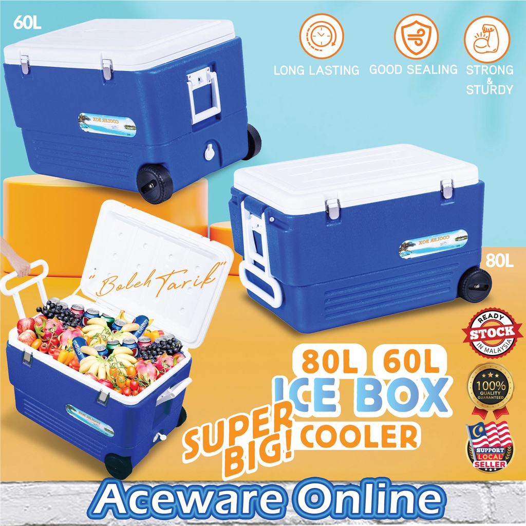 60L 80L Super Big Cooler Ice Box with Wheel Portable Storage Cold Box ...