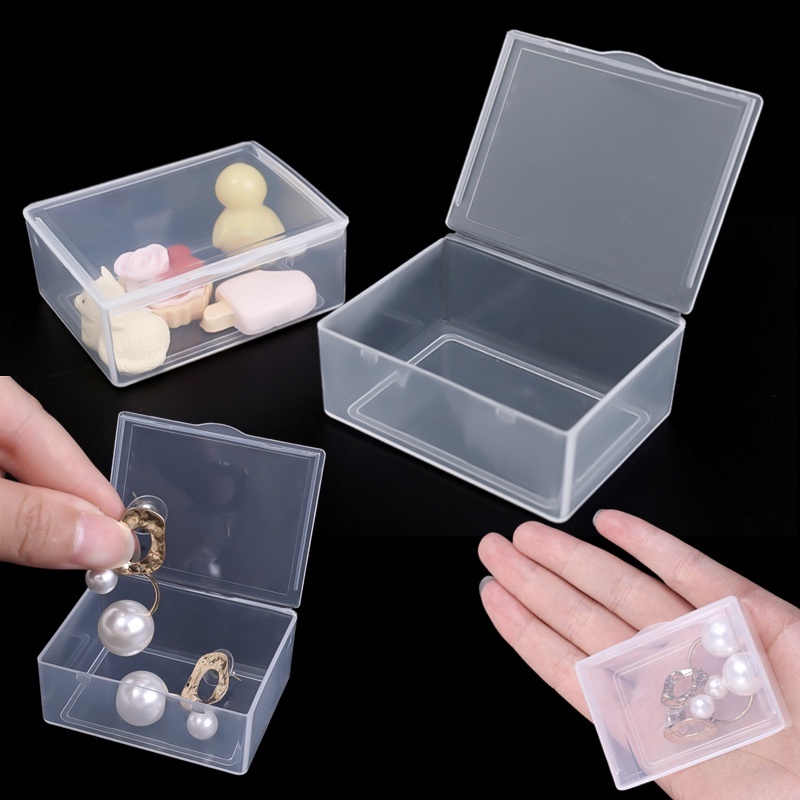 Mini Clear Storage Box with Lid / Plastic Rectangular Collection Case ...