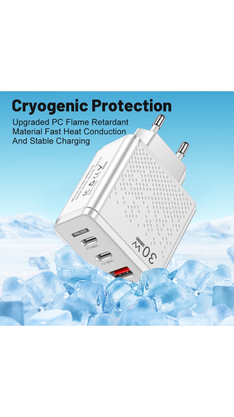 30W USB Type C Fast Charger QC 3.0 Dual PD Port Portable Adapter For 14 ...