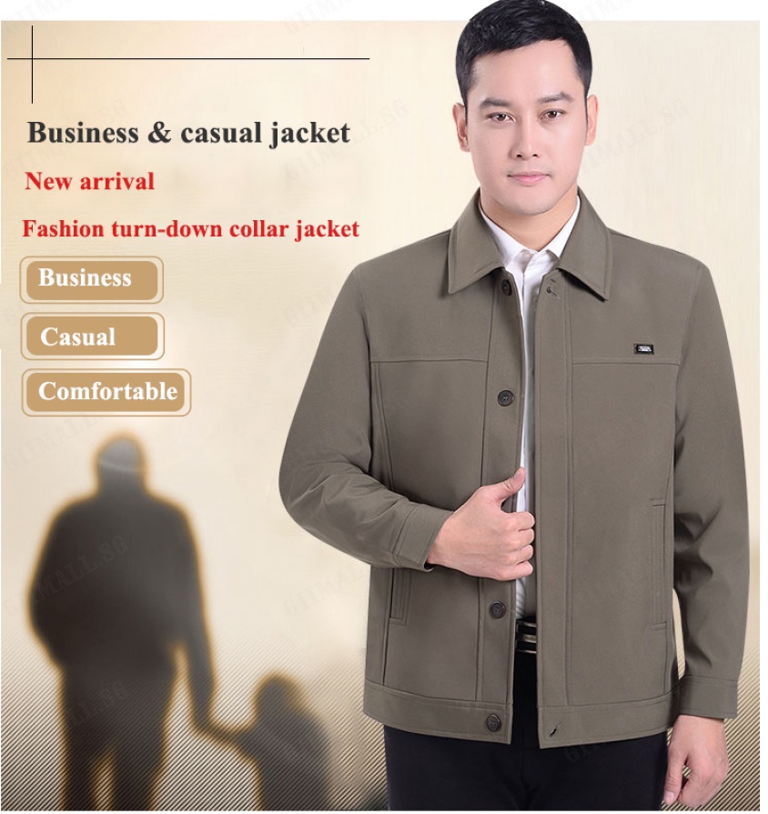 【100% cotton】Men's Fashion turn-down collar jacket Casual and Business ...