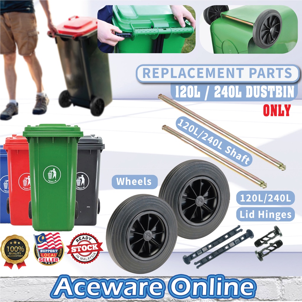 Replacement Parts ONLY for 120L 240L Dustbin Wheel Shaft Lid Hinge Bolt ...