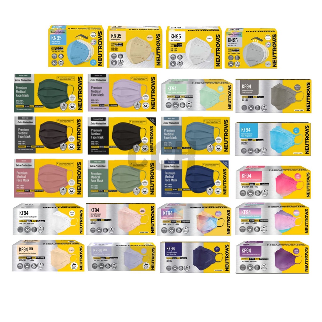 Neutrovis KF94 KN95 Basic/Premium Medical Face Mask 3Ply/4Ply (10'S/20 ...