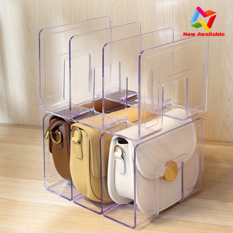 Stackable Bag Storage Box Transparent Divider Handbag Storage Rack ...