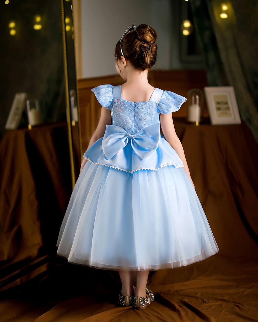 Fancy Girl Fairy Tales Princess Dress Little Mermaid Ariel Cinderella ...