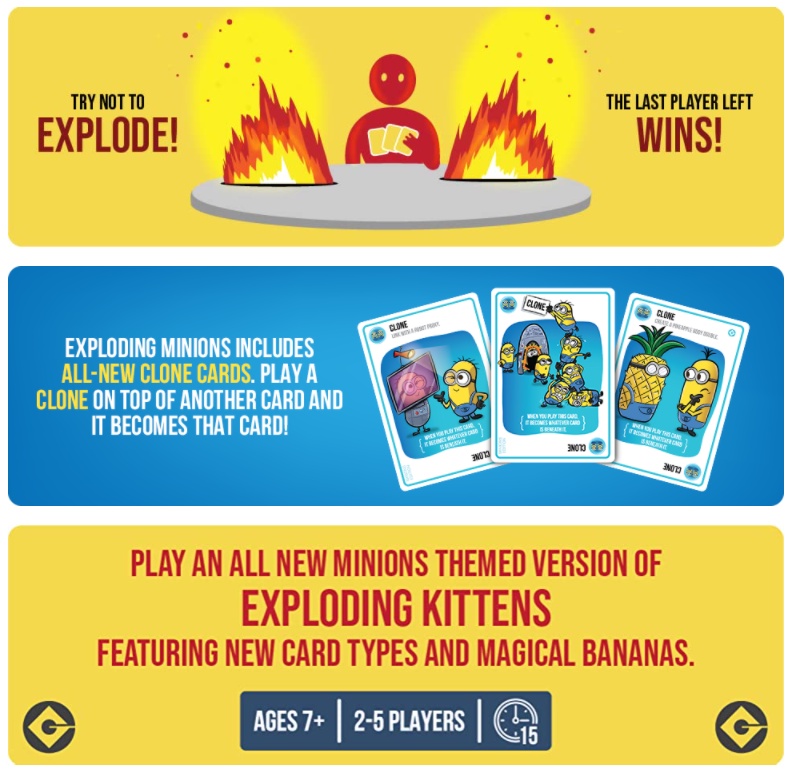 Exploding Minions Party Game Card Game 2-5 Players Exploding Kittens ...