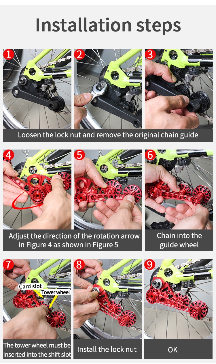 MUQZI Folding Bike Chain Guide Rear Derailleur Single Speed Outer 2 ...