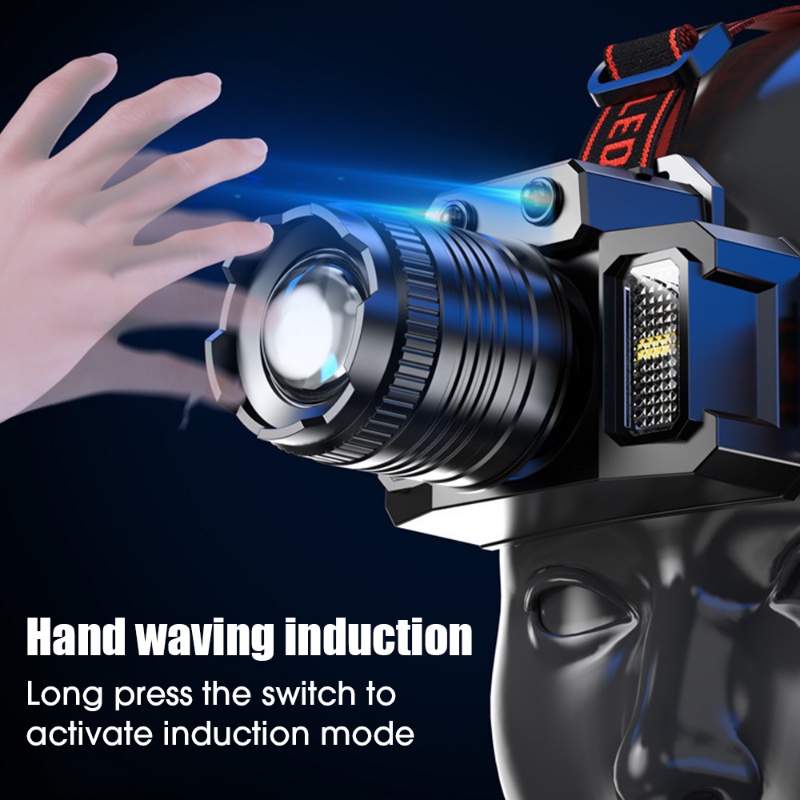 LED Headlights with Warning Dual Side Lights USB Rechargeable Super ...