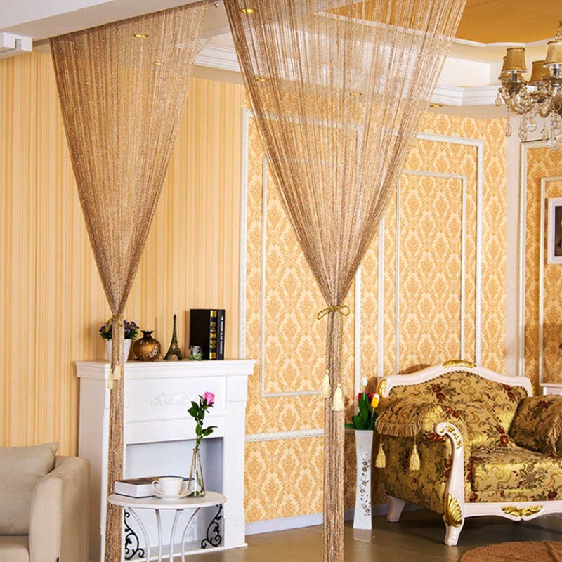 200cm x 100cm Window String Curtain Sparking Beads Line Curtains DIY ...