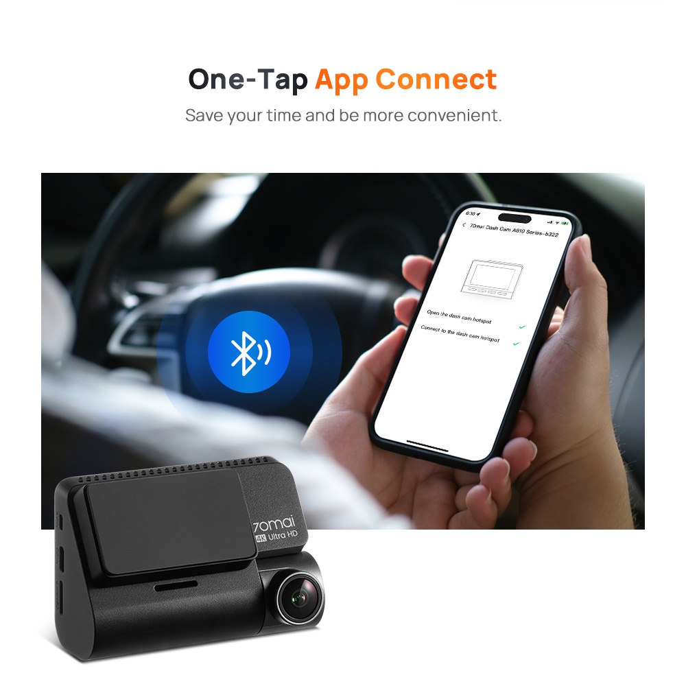 【NEW】70mai A810 Smart Dash Cam| 4K |Built in GPS | 60 FPS | Motion Detection | HDR Rear Record ...