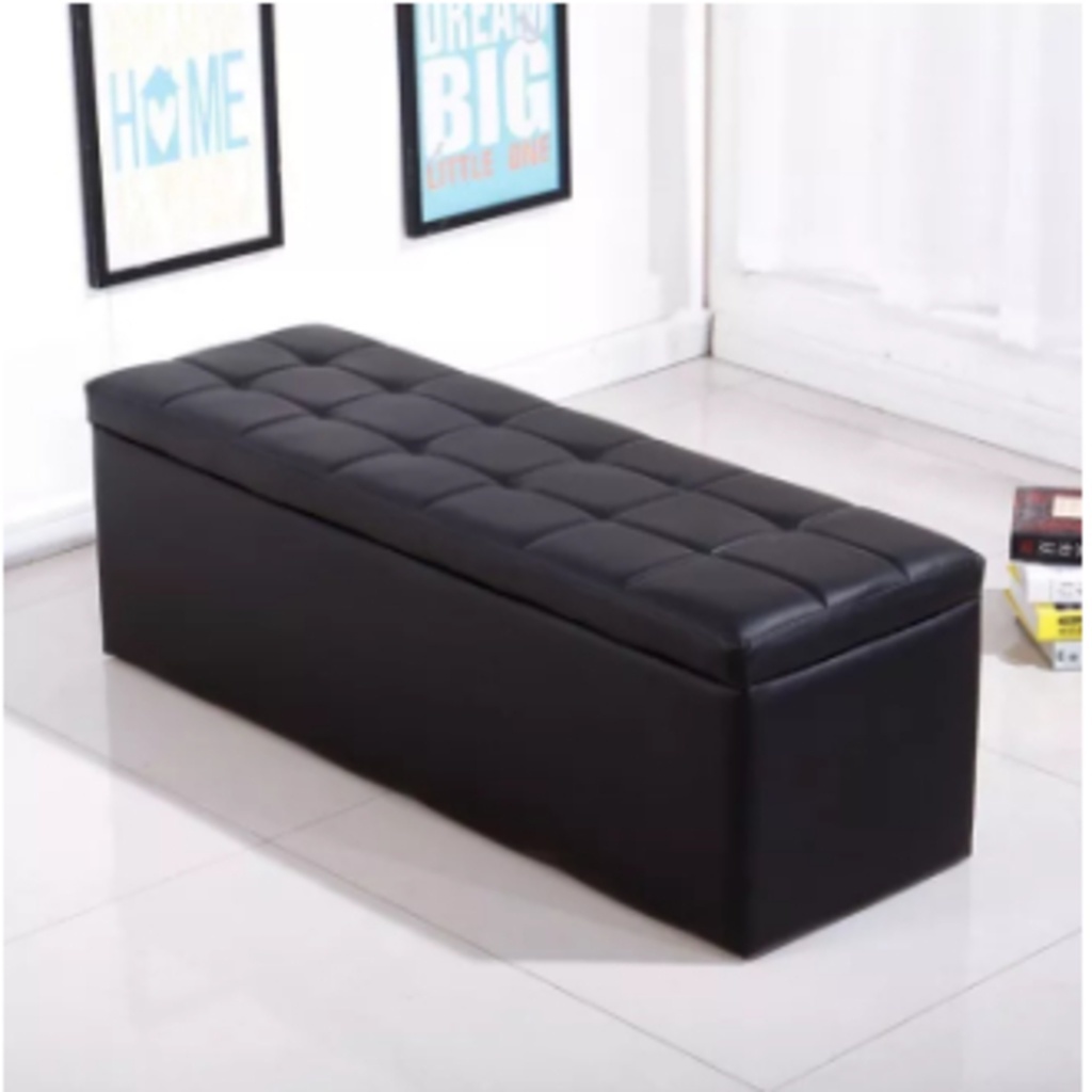 【QY Local Mall】120cm Leather Storage Bench Stool PU Ottoman With ...