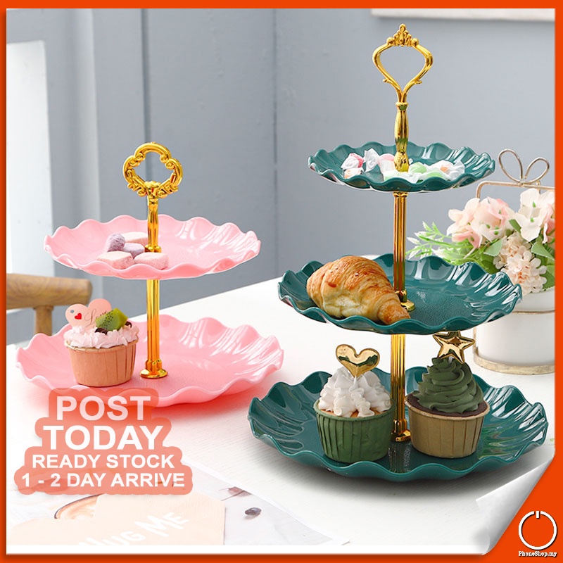EASY ASSEMBLE 3 Tier High Tea Stand Pastry Food Display Platter Tray ...