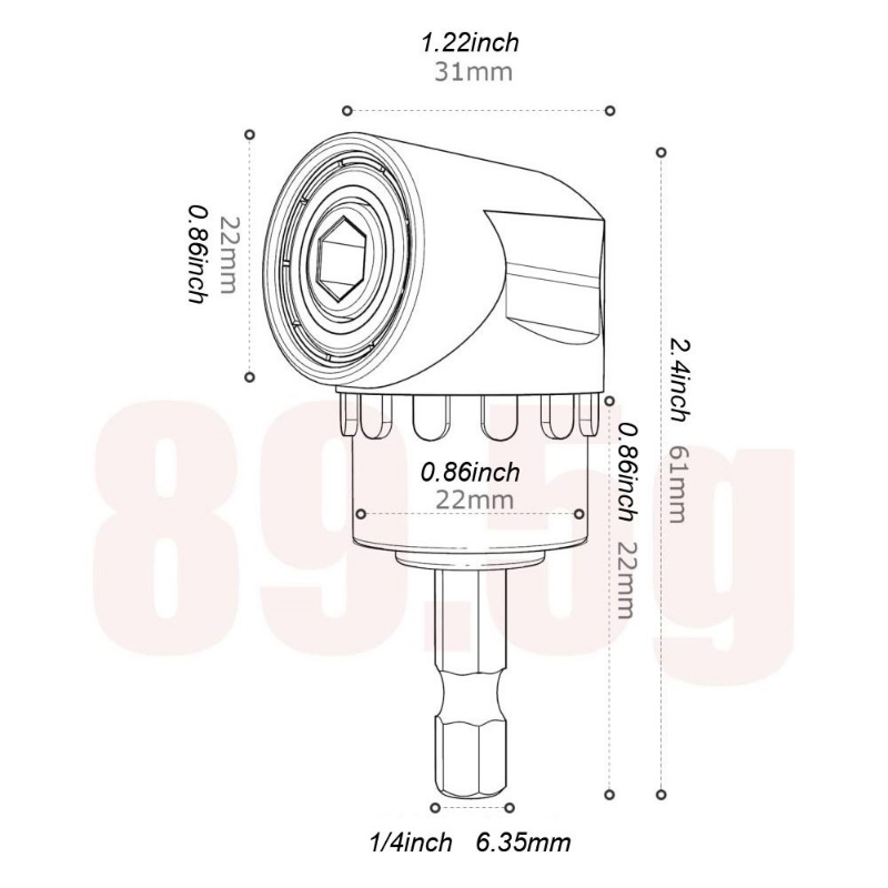 New 105 Degree Impact Grade Angle Socket Adapter Power Hand Tool Part ...