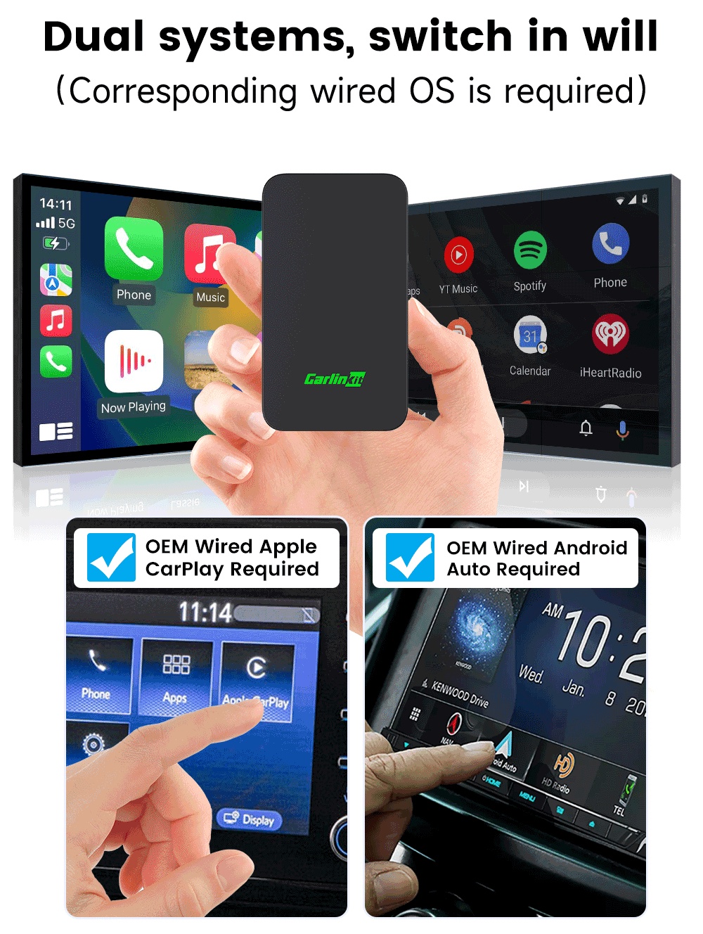 CarlinKit 5.0 2Air Wireless Android Auto Box Portable CarPlay Wireless ...