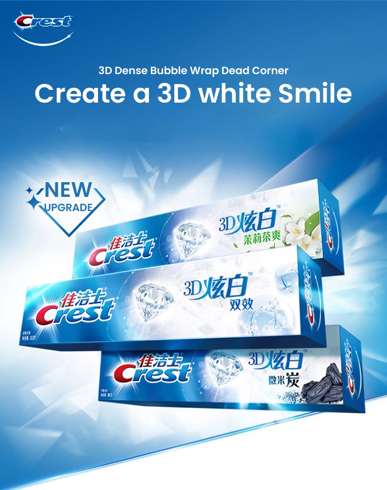 Tooth paste Crest 3D MICA Double-Effect Teeth paste Whitening Toothpaste Solid Teeth Glossy Cool ...