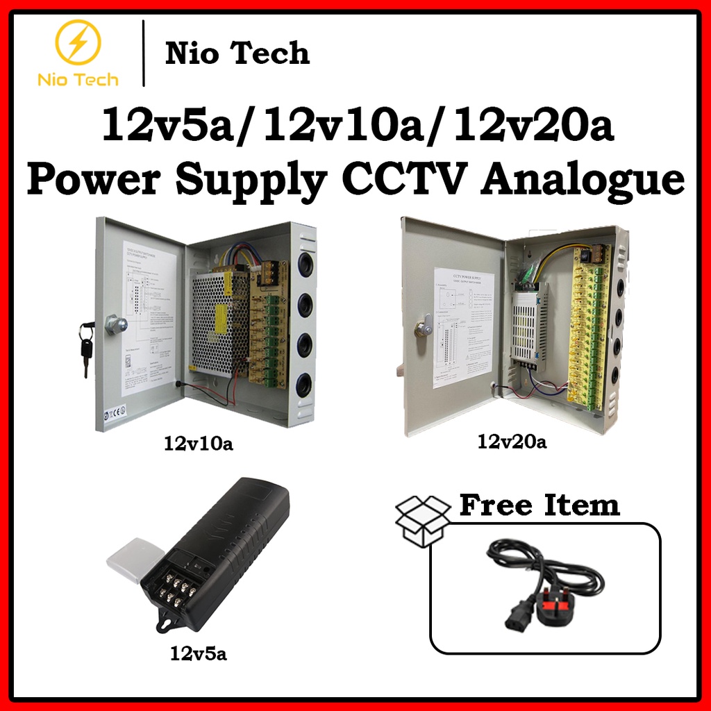 NioTech CCTV POWER SUPPLY 12V 5A 8CH | 12V DC 10A 16CH | 12V 20A 18CH ...