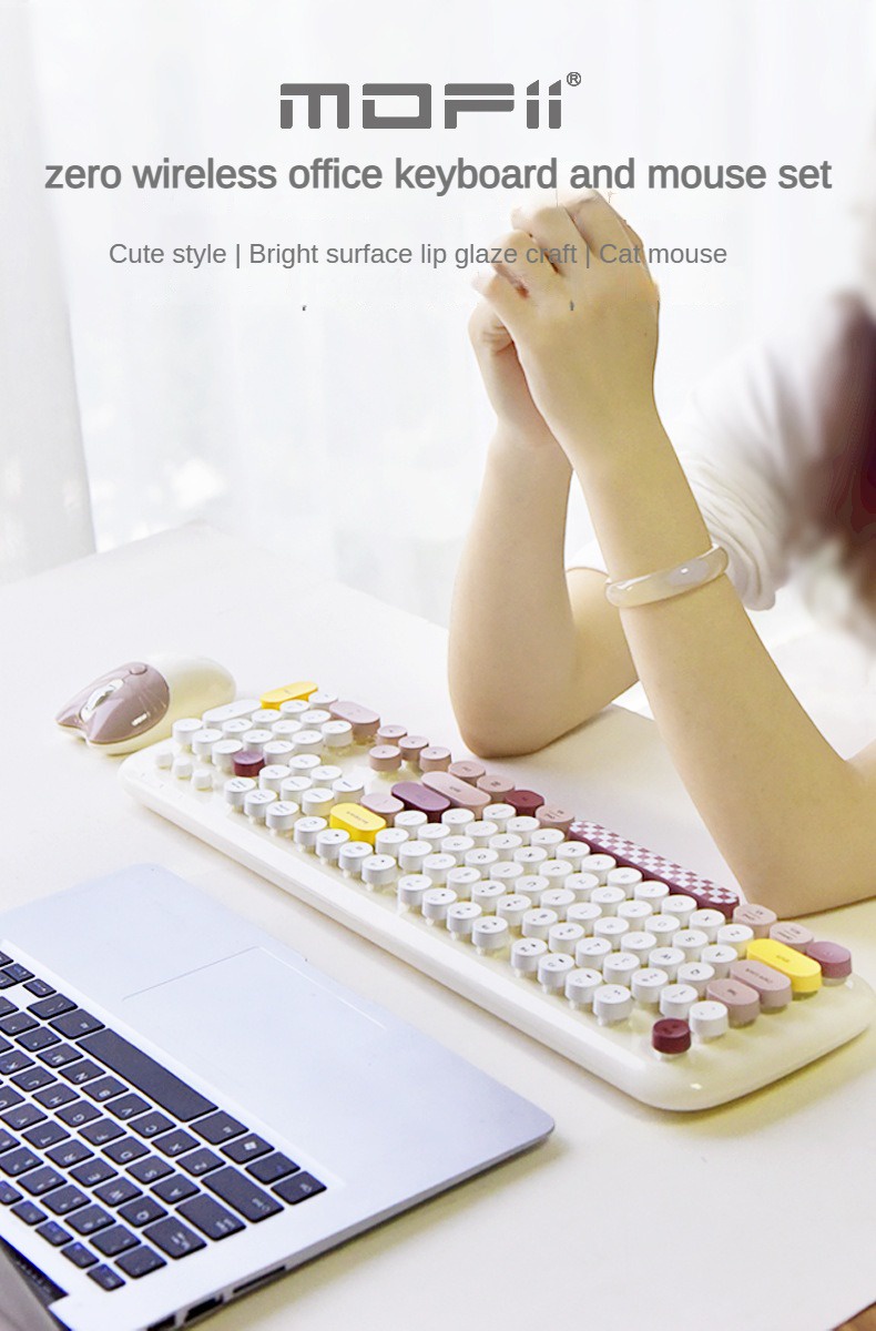 Mofii Skyscraper Cartoon Cute Wireless Keyboard Mouse Set Girls Office ...