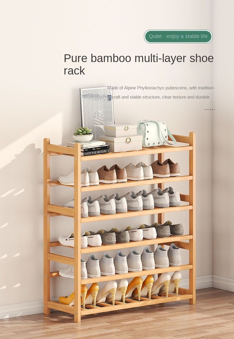 Foldable Multi Layer Doorway Bamboo Shoe Rack Wooden Shoes Storage ...