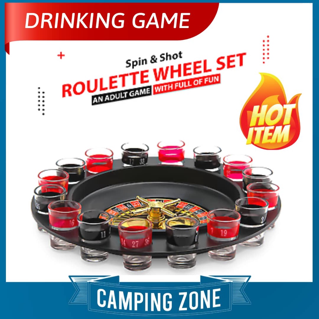Drinking Roulette Set 16 Shot Glasses Russian Casino Spinning Roulette ...