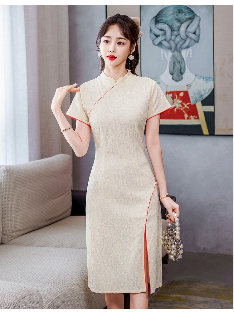 Plus Size 4XL Summer New Modern Lace Qipao Dress Elegant Retro Chinese ...