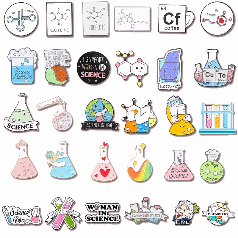 Creative Interesting Chemical Molecular Structure Enamel Brooch Element ...