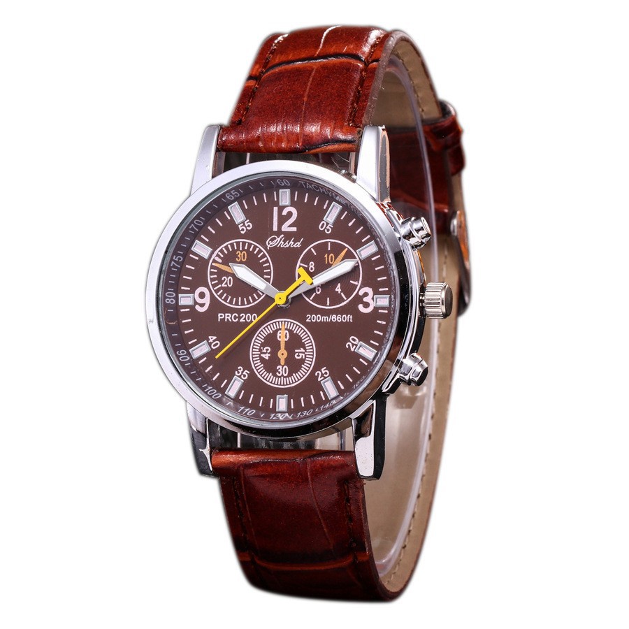 2PCS Men Watch Wallet Set Business Multi Color Round Dial PU Leather ...