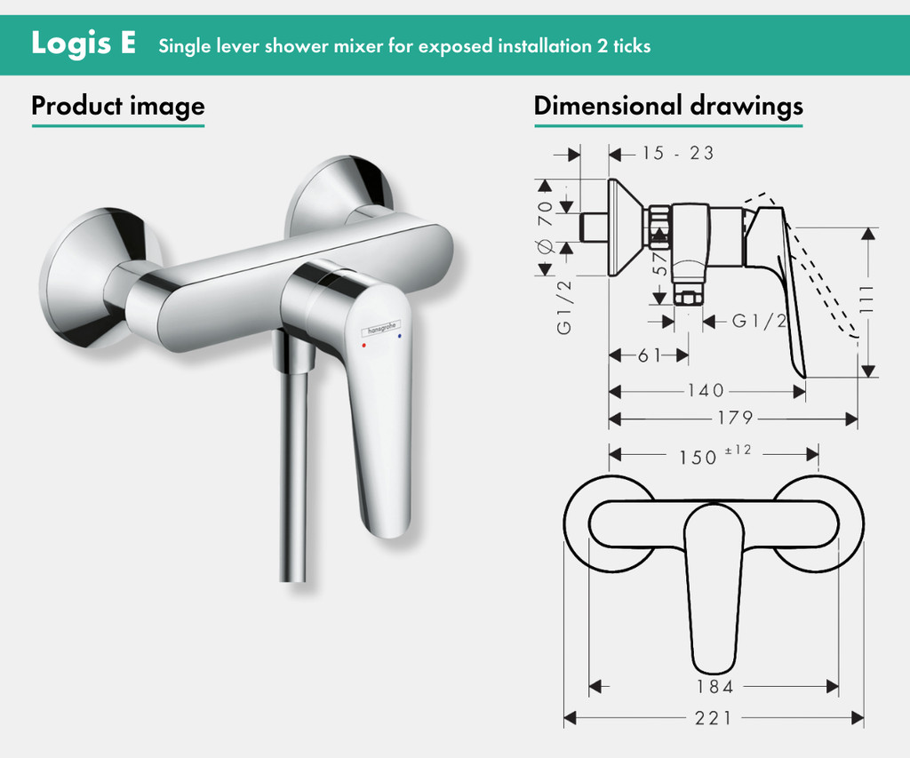 hansgrohe bathroom bundle | Croma 100 + Logis E | shower set (4jet ...
