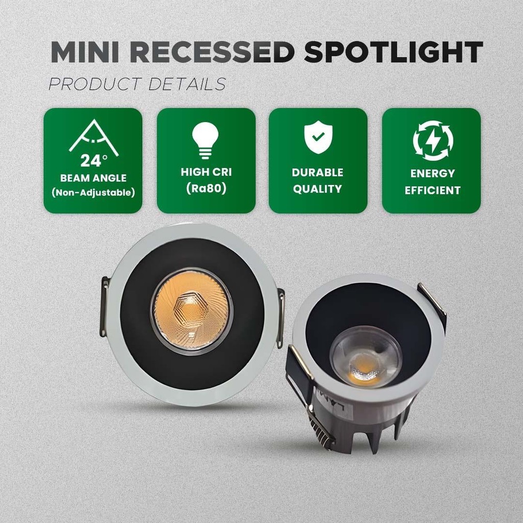 3W MINI LED RECESSED SPOTLIGHT CABINET RACK / DISPLAY SHOWCASE MINI LED ...