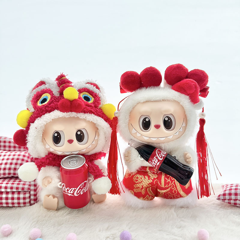 Labubu Coke Clothes Set New Year Dragon Hat for Have A Seat Labubu V1 ...