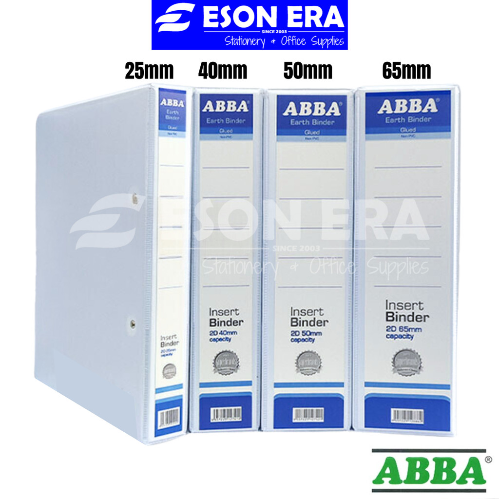 ABBA 2D PVC Ring File A4 White 25mm / 40mm / 50mm / 65mm | Shopee Singapore