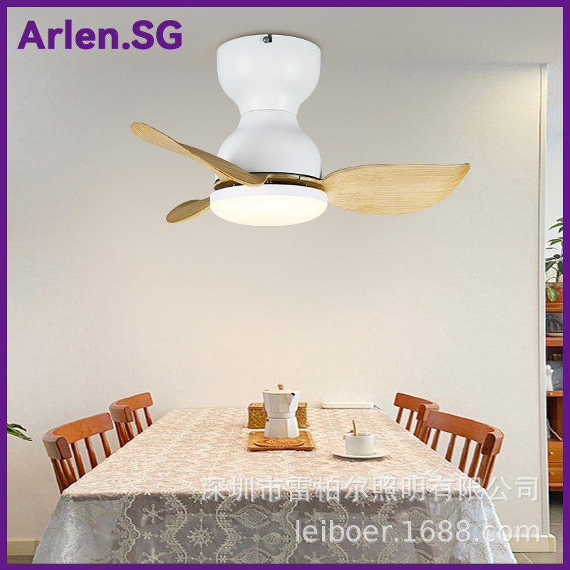Ceiling Fan With Light Small Size 22 Inch Dark Wood Grain Inverter ...