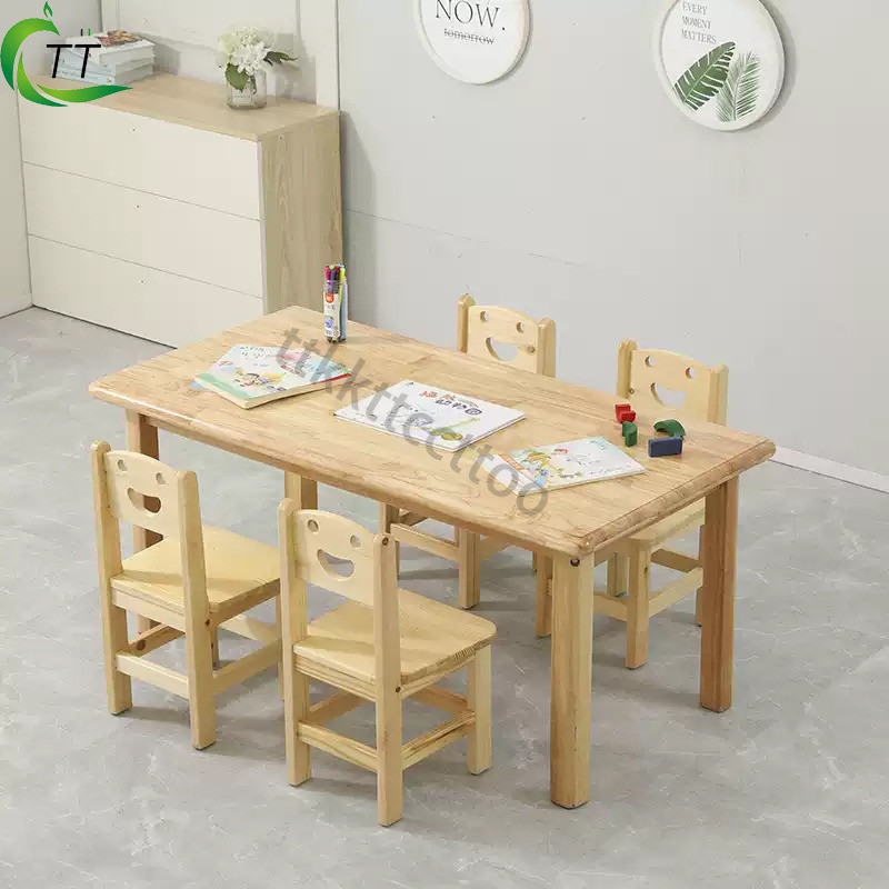TT Table Kindergarten Solid Wood Children's Desks And Chairs Set Of ...