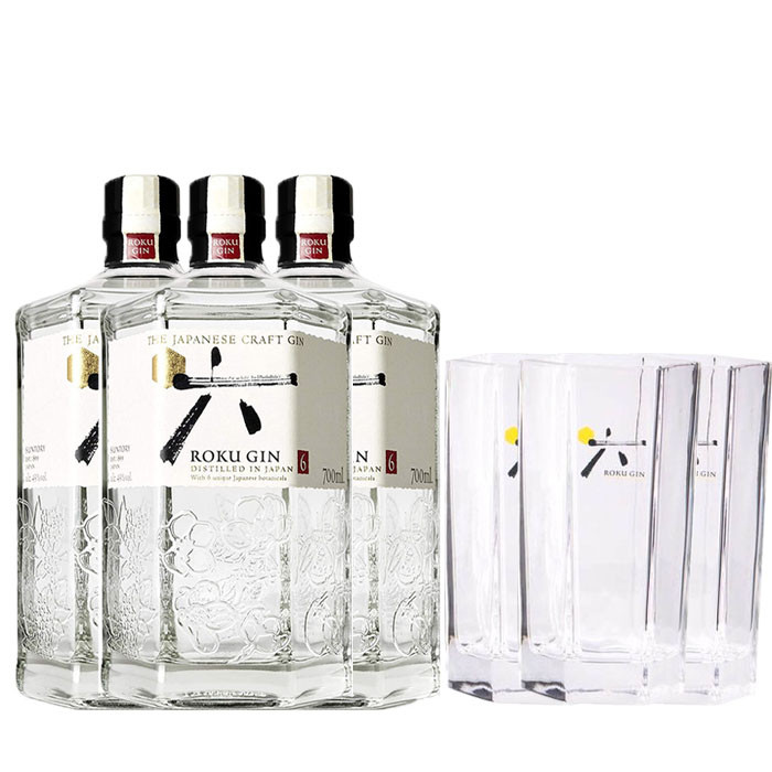 Bundle of 3 Bottles Roku Gin 700ml Free 3 x Highball Glasses | Shopee ...