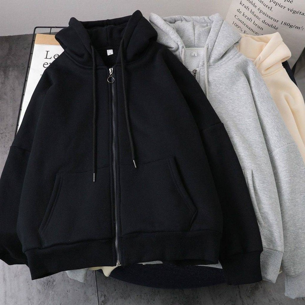 Ins Hot Fashion Zipper Hooded Coat Jacket Women Oversized Thick Fleece ...