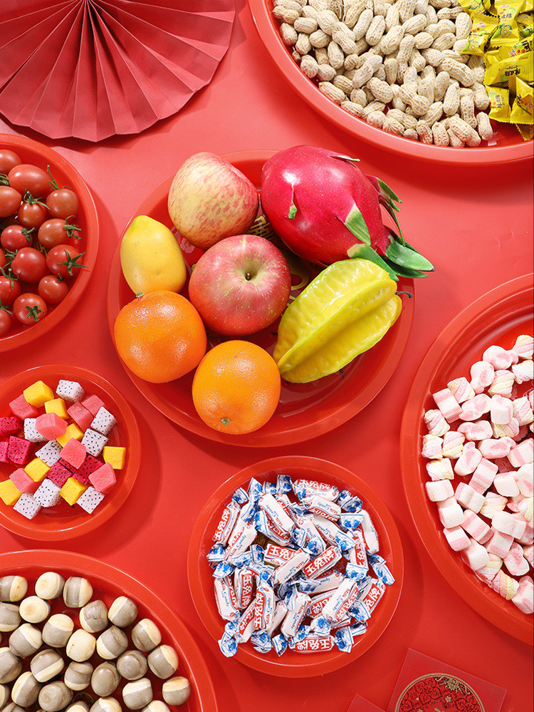 New Year Chinese Style Fruit Plate Wedding Tray Candy Plate Round Dried ...