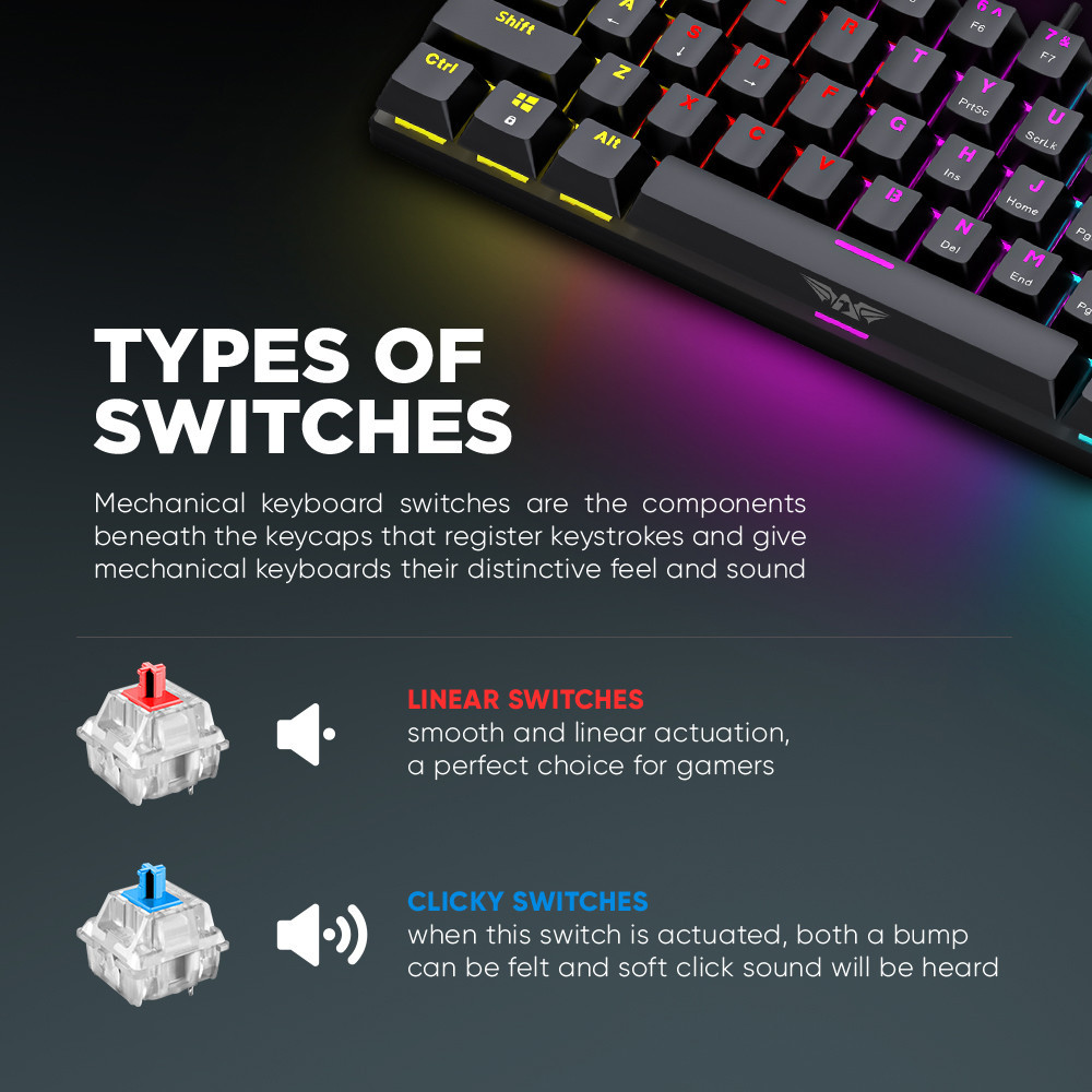 Armaggeddon MKA 1C Core 61 Keys Wired Mechanical Keyboard | Rainbow ...