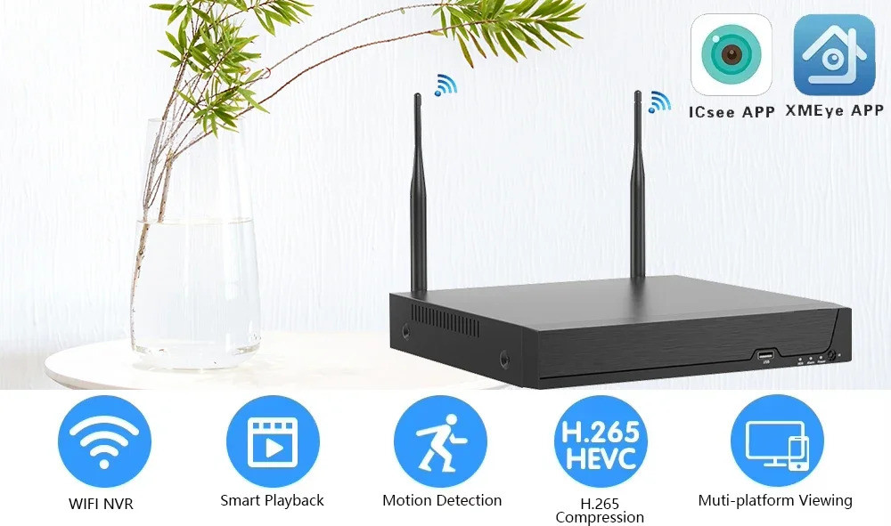 ICsee 8CH H.265 HD 5MP Wireless NVR Recorder for ICSEE XMEYE WIFI cctv ...