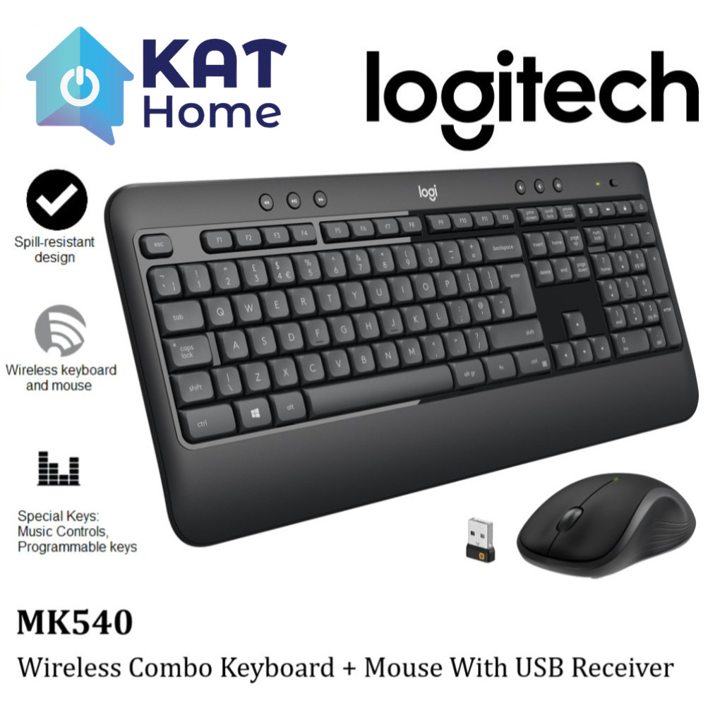 LOGITECH MK540 WIRELESS KEYBOARD + MOUSE COMBO FOR COMFORT TYPING, FIT ...
