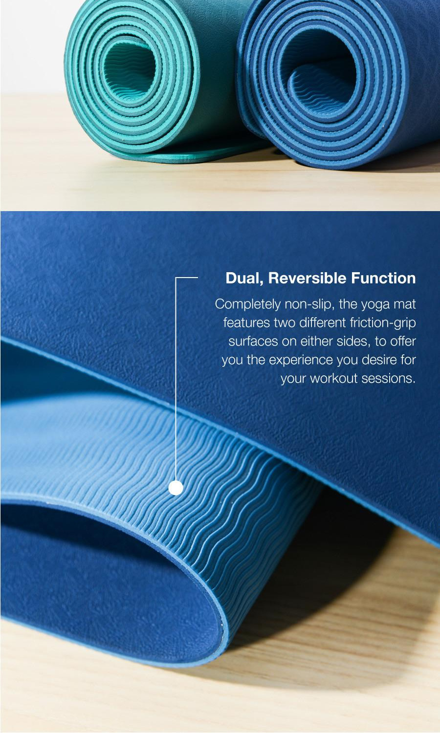 IUIGA Reversible Yoga Mat | Non-Slip Friction Grip | Shock-Absorbent ...