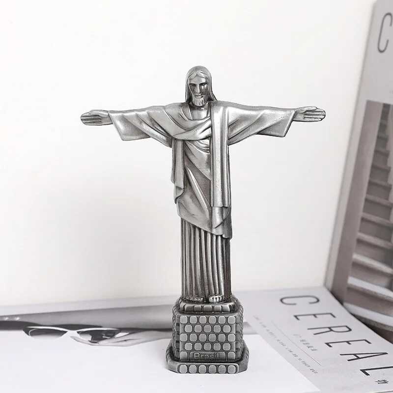 Figurine Jesus Christ The Redeemer Statue Tabletop Sculpture Metal ...