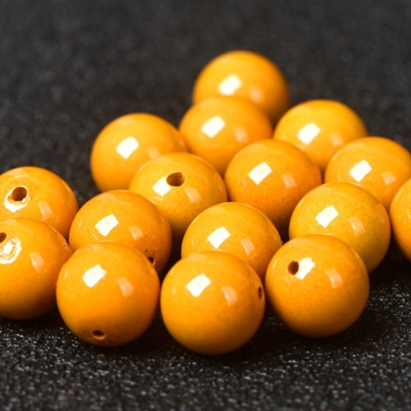 5A Natural Yellow Cinnabar Single Bead DIY Crystal Jewelry Making 天然 原矿 ...